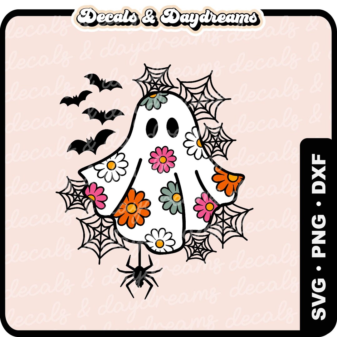 SPOOKY DAISY GHOST Svg, Cute Halloween Ghost Svg, Halloween Svg Design ...