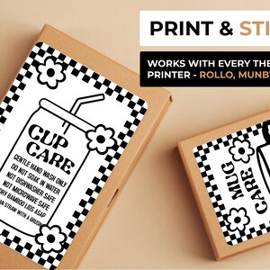 RETRO Cup Care Thermal PNG, Cup Care Sticker Thermal Label Png, Bundle ...