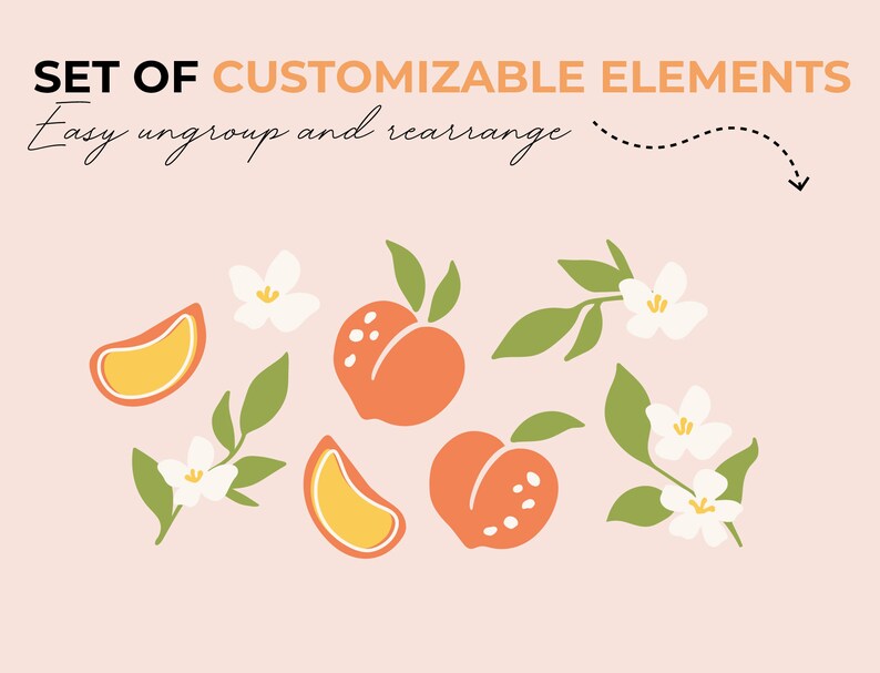 FLORAL PEACH SVG File for Cricut, Peach Svg Cut File, Peach Svg, Summer ...