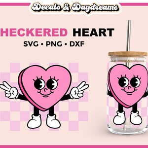 Checkered Heart Svg, Retro Valentine Svg, Heart Candy Svg, Groovy ...