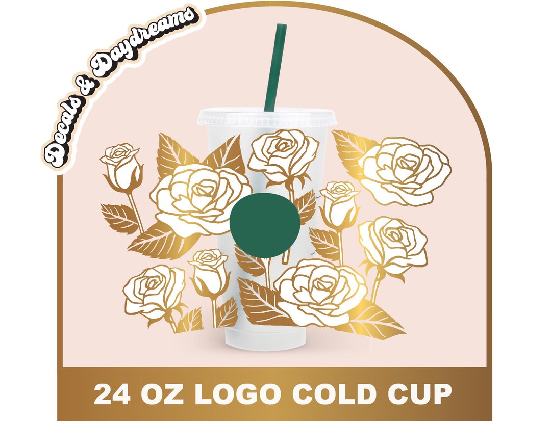 LAYERED ROSES Cold Cup Wrap Svg, Rose Flower LOGO Venti Cup Svg Wrap ...