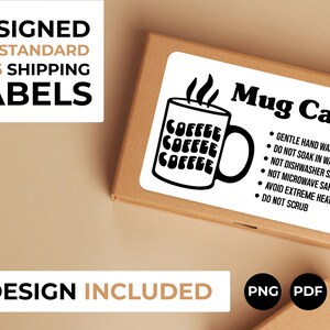 Mug Care Card, Thermal Printer Mug Care Label, Cup Instructions Sticker ...