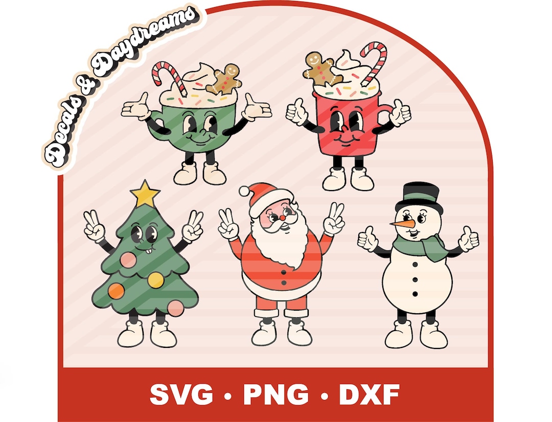 Set of 5 Retro Christmas Character SVG Vintage Christmas Svg - Etsy ...
