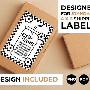 RETRO Can Glass Cup Care PNG, Thermal Printer Labels, Cup Instructions ...