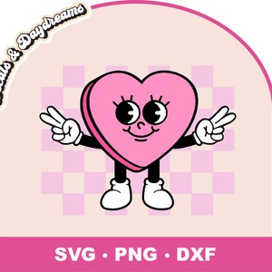 Checkered Heart Svg, Retro Valentine Svg, Heart Candy Svg, Groovy ...