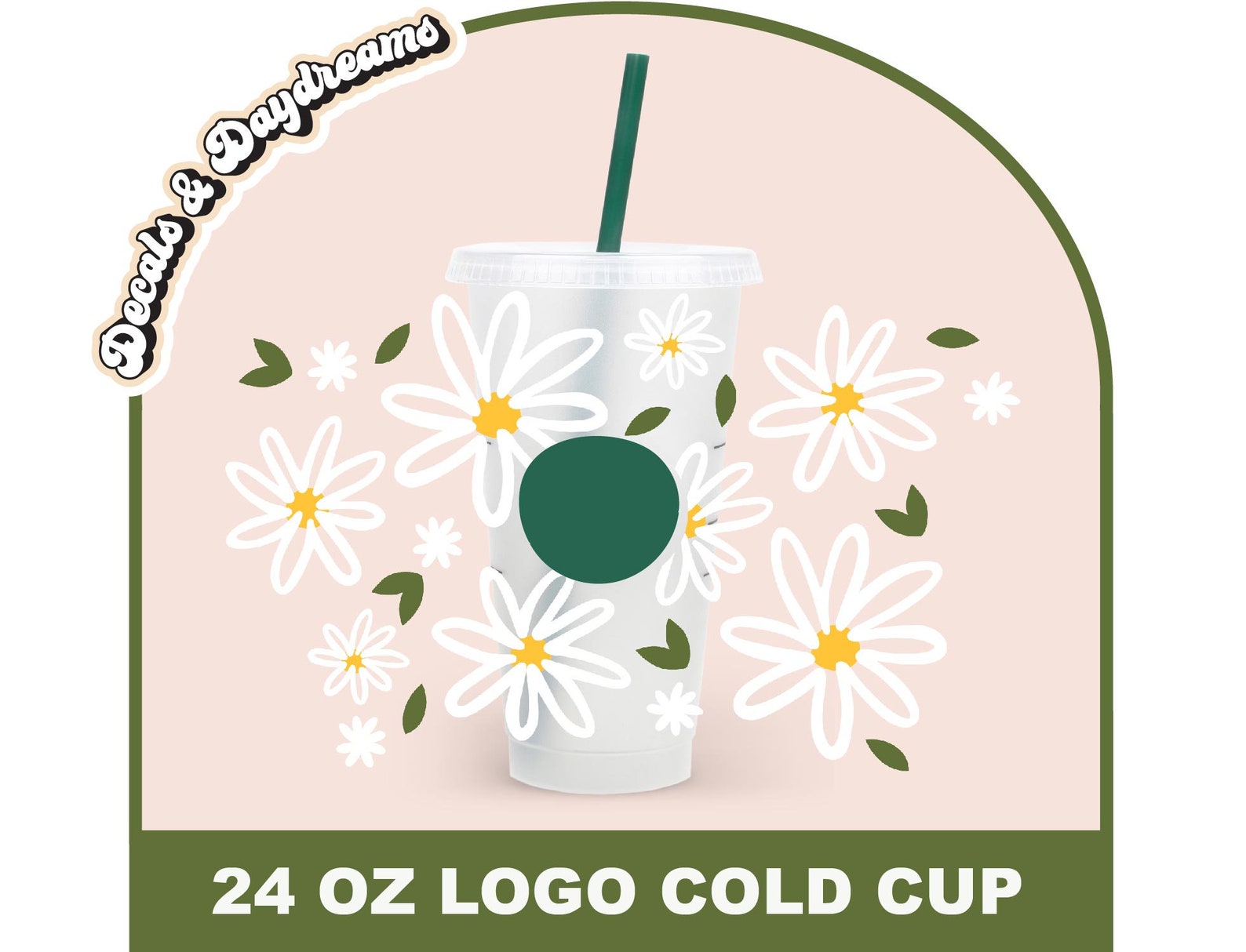 GIANT DAISY Cold Cup Wrap Svg, Daisy Flower LOGO Venti Cup Svg Wrap ...