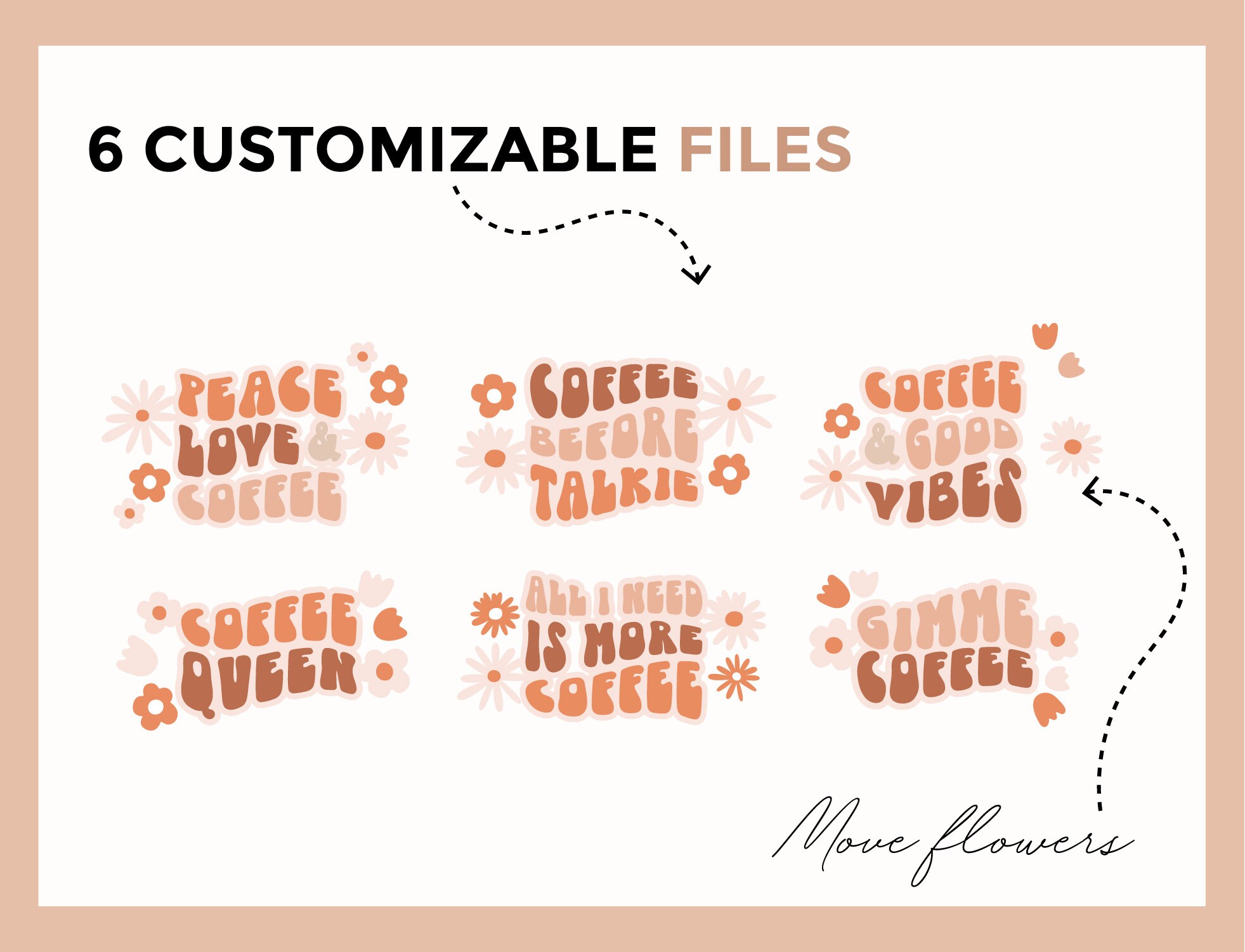 Retro Coffee SVG Bundle Groovy Coffee PNG Bundle Hippie - Etsy