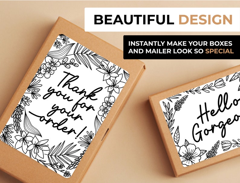 FLORAL Thermal Label PNG Set of 10 Thermal Stickers Thermal - Etsy