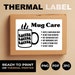 Mug Care Card, Thermal Printer Mug Care Label, Cup Instructions Sticker ...