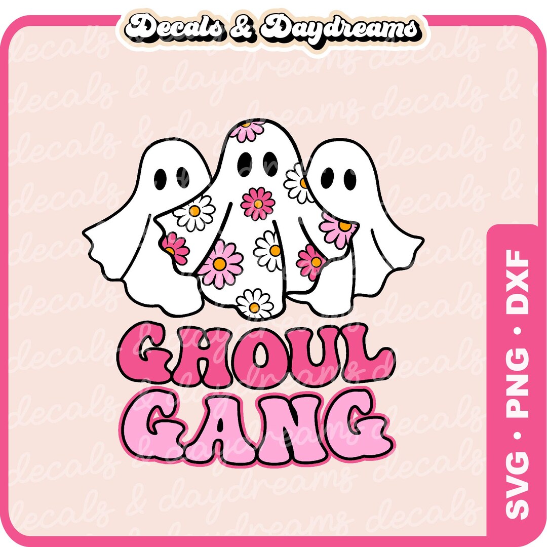GHOUL GANG Svg, Cute Halloween Ghost Svg, Flower Ghost Svg, Cute Ghost ...