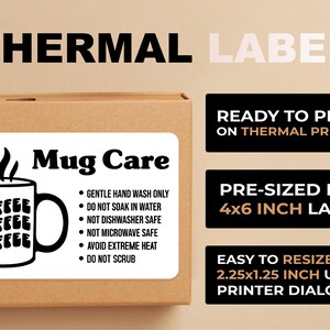 Mug Care Card Thermal Printer Mug Care Label Cup - Etsy