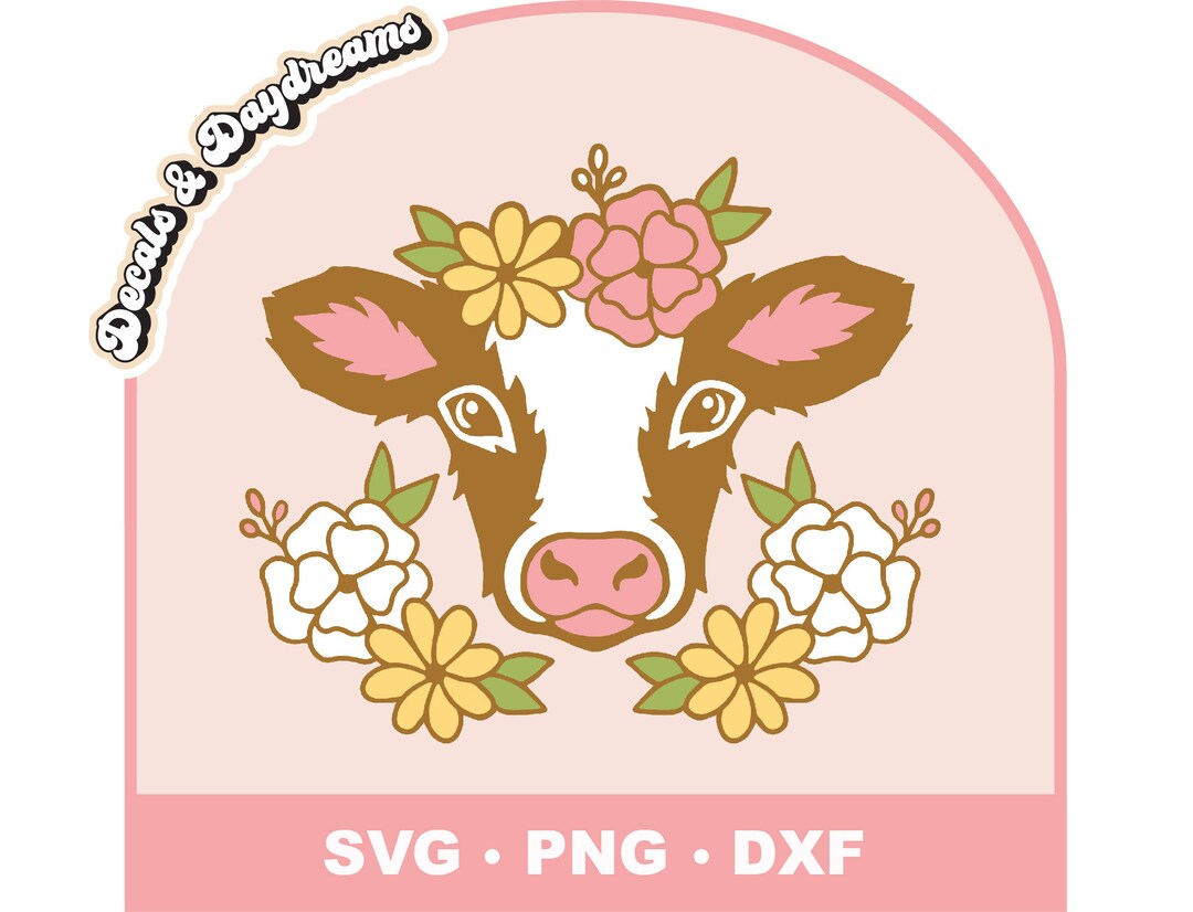 HIGHLAND COW SVG File for Cricut, Cute Cow Svg Cut File, Flower Cow Svg ...
