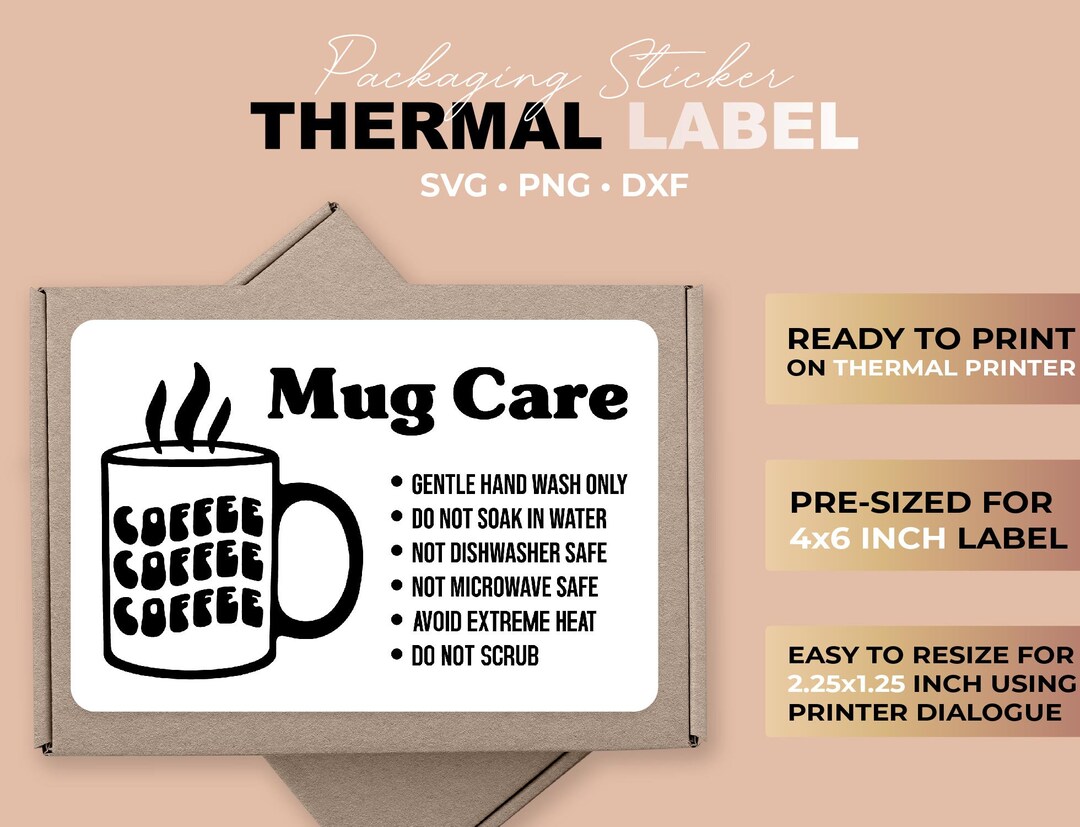 Mug Care Card Thermal Printer Mug Care Label Cup - Etsy