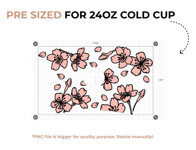 CHERRY BLOSSOM Cold Cup Wrap Svg Cherry Flower LOGO Venti Cup - Etsy