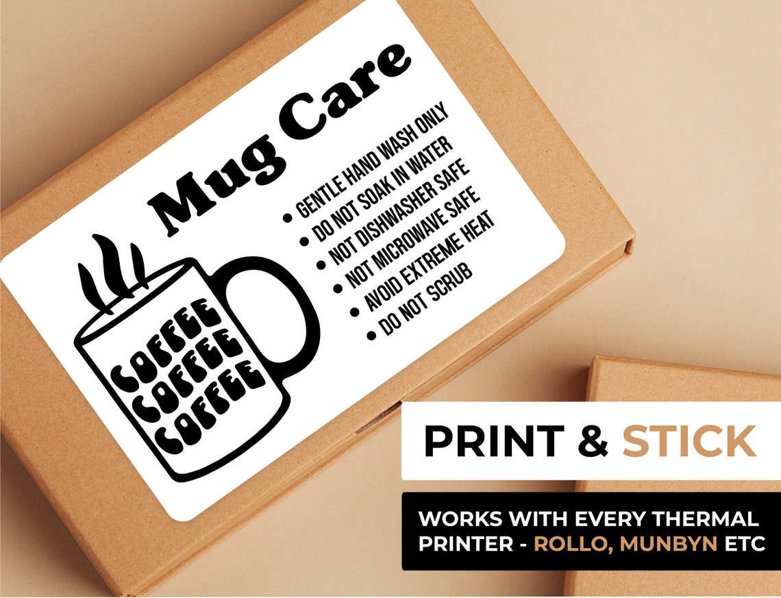 Mug Care Card Thermal Printer Mug Care Label Cup - Etsy