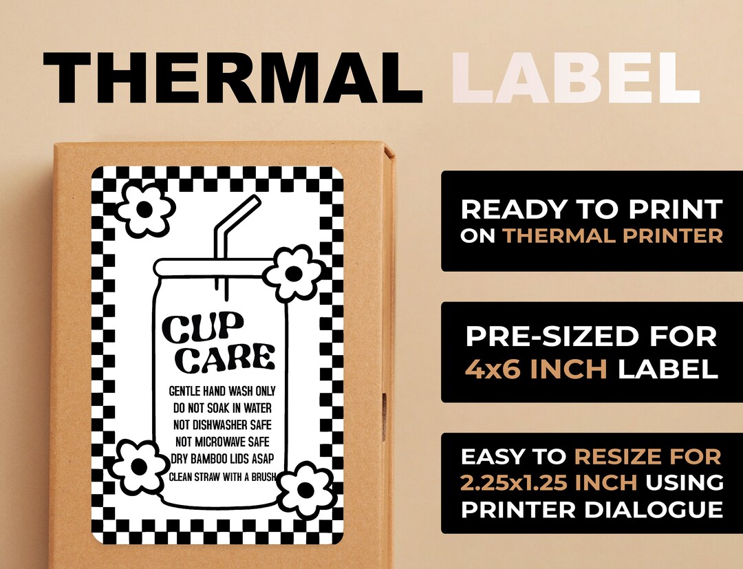 RETRO Can Glass Cup Care PNG Thermal Printer Labels Cup - Etsy