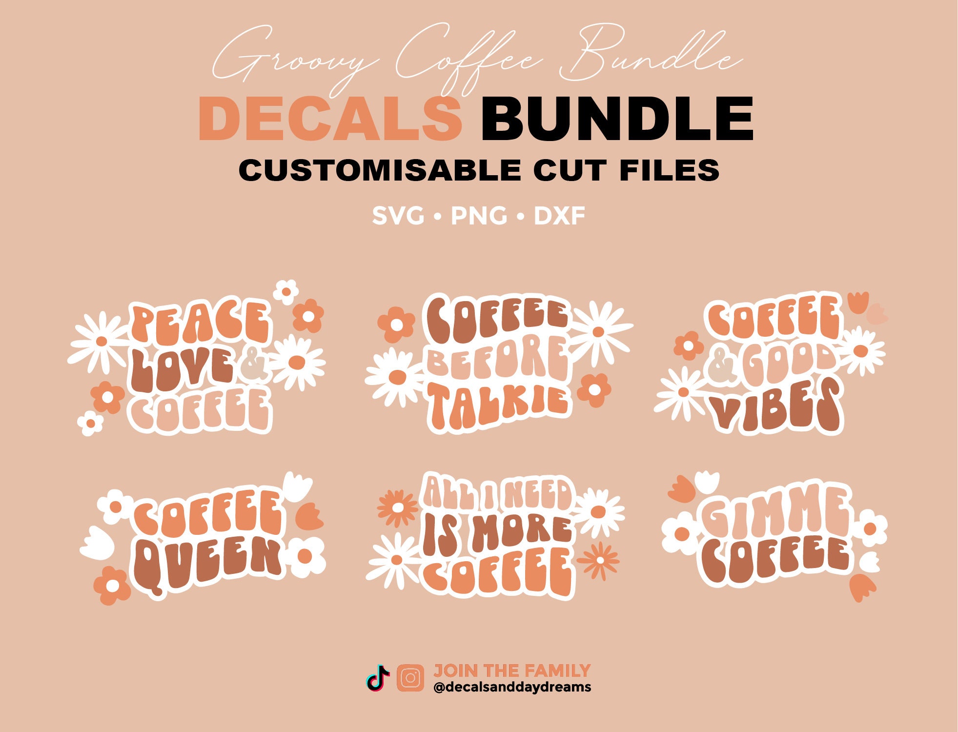 Retro Coffee SVG Bundle Groovy Coffee PNG Bundle Hippie - Etsy
