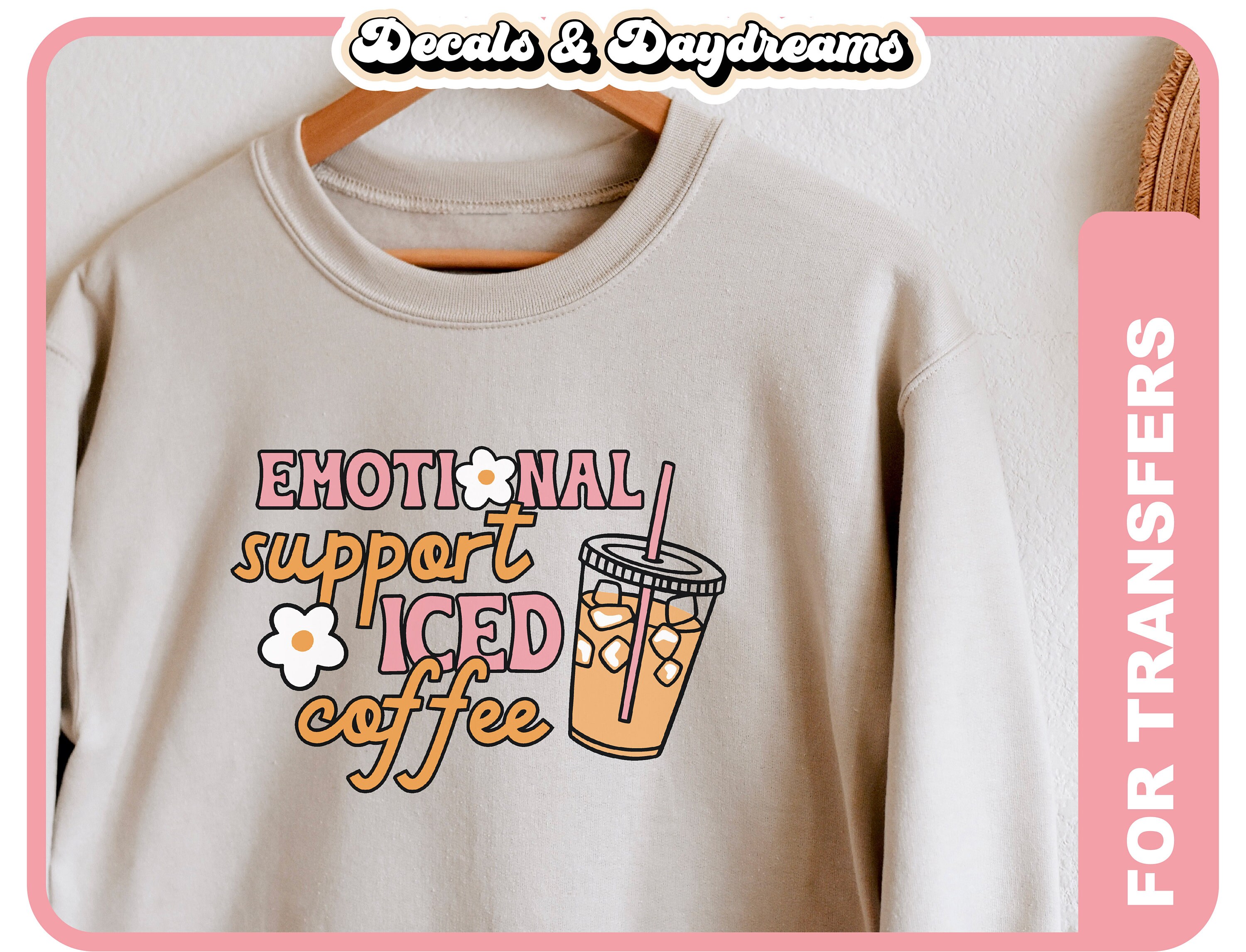 EMOTIONAL SUPPORT Iced COFFEE Svg File for Cricut, Retro Coffee Svg ...