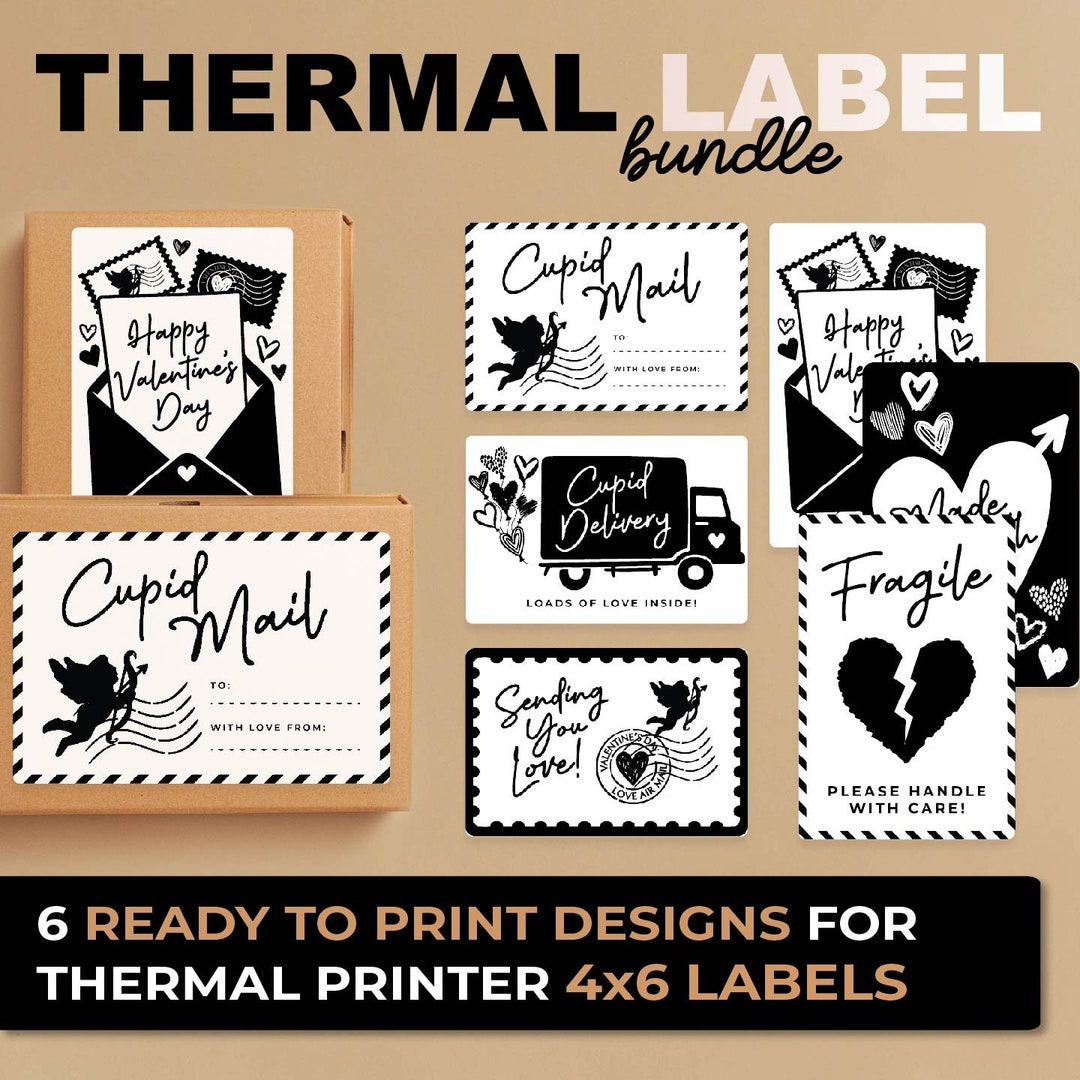 Valentines Day Thermal Label Bundle, Valentines Thermal Label PNG ...
