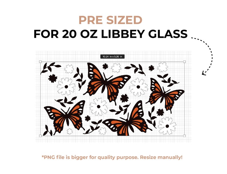 MONARCH BUTTERFLY Libbey 20oz Full Wrap, Spring Flowers Can Glass Svg ...