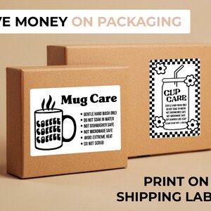 Mug Care Card, Thermal Printer Mug Care Label, Cup Instructions Sticker ...