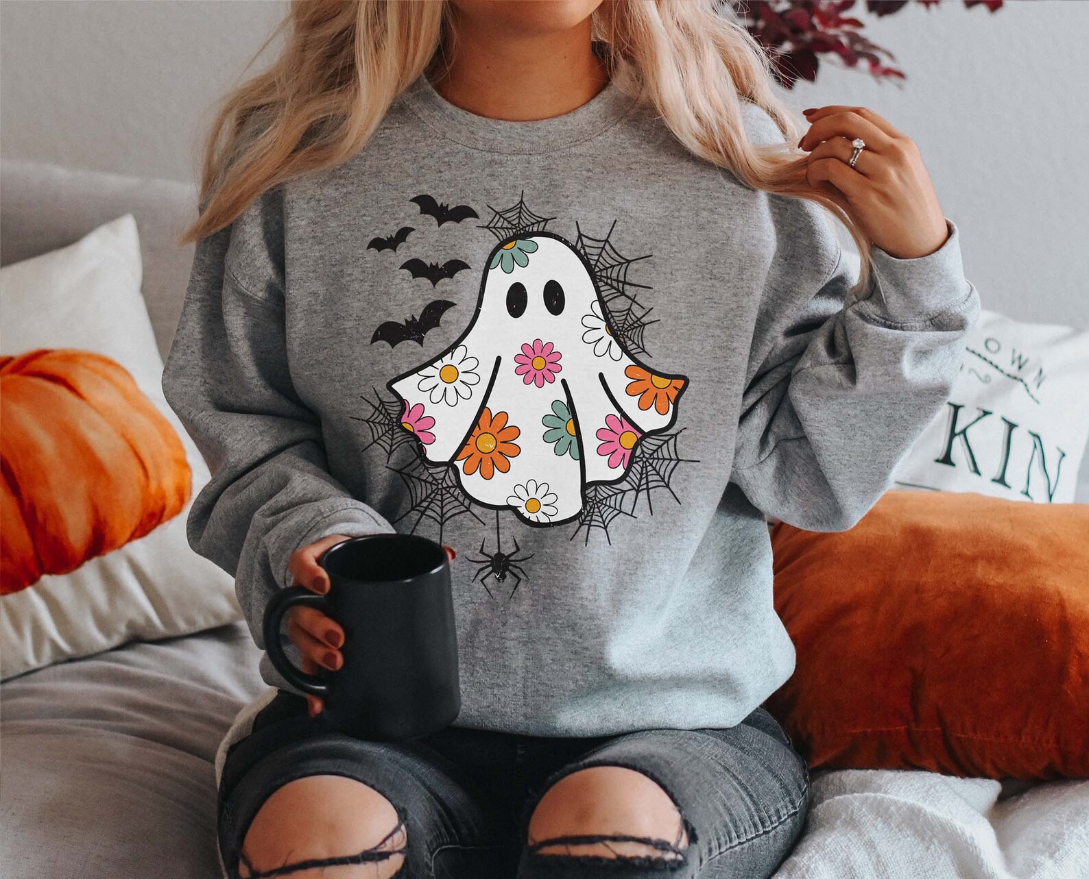 SPOOKY DAISY GHOST Svg Cute Halloween Ghost Svg Halloween - Etsy
