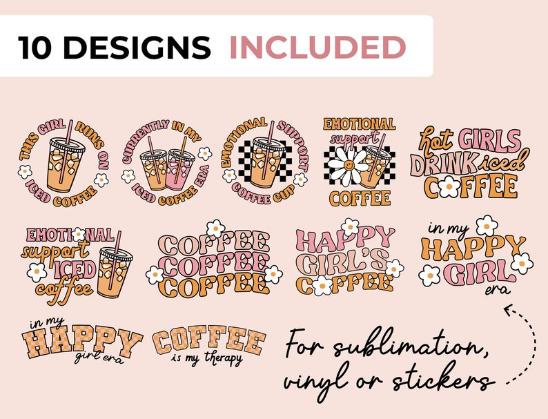 RETRO COFFEE Svg Bundle, Groovy COFFEE Svg Bundle, Iced Coffee Svg ...