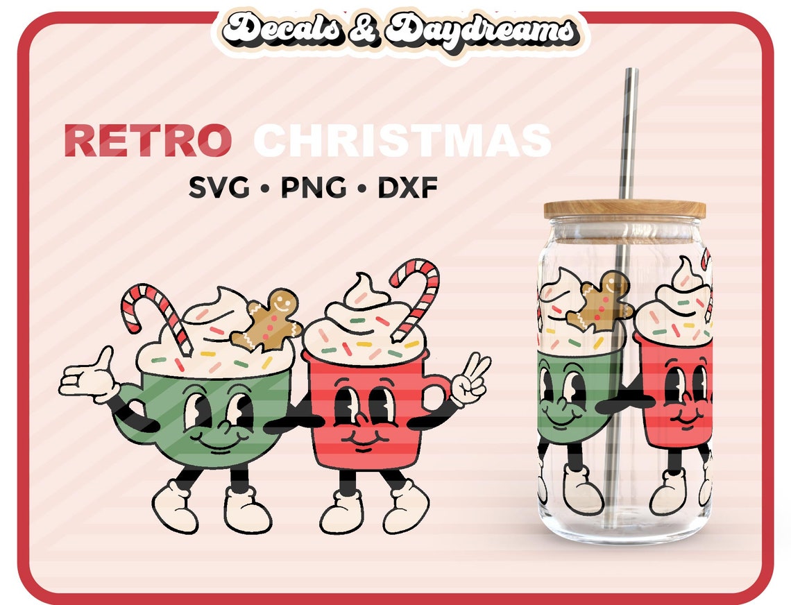 RETRO Christmas Cups Svg Retro Christmas Character SVG - Etsy