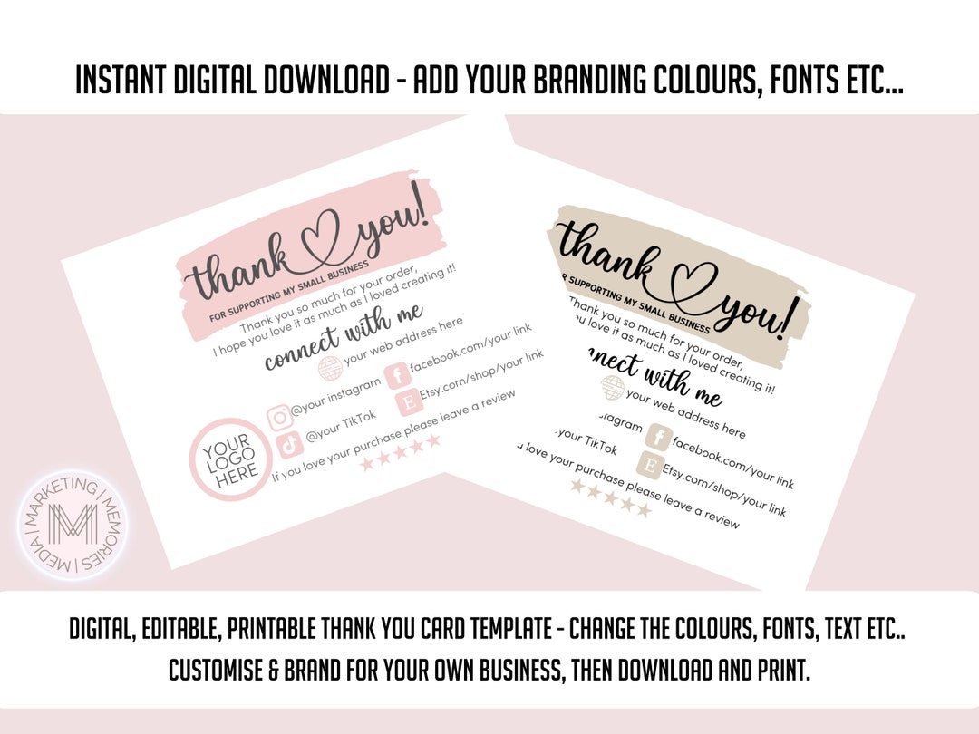 Editable, Digital Business Thank You Card Designs, Thank You for Your ...