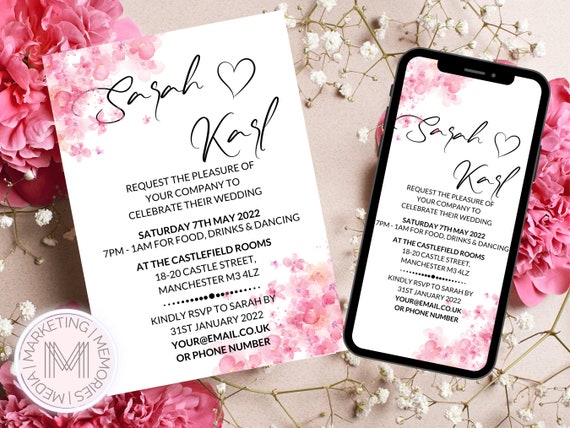 Custom Wedding Invitations Digital Wedding Invites - Etsy