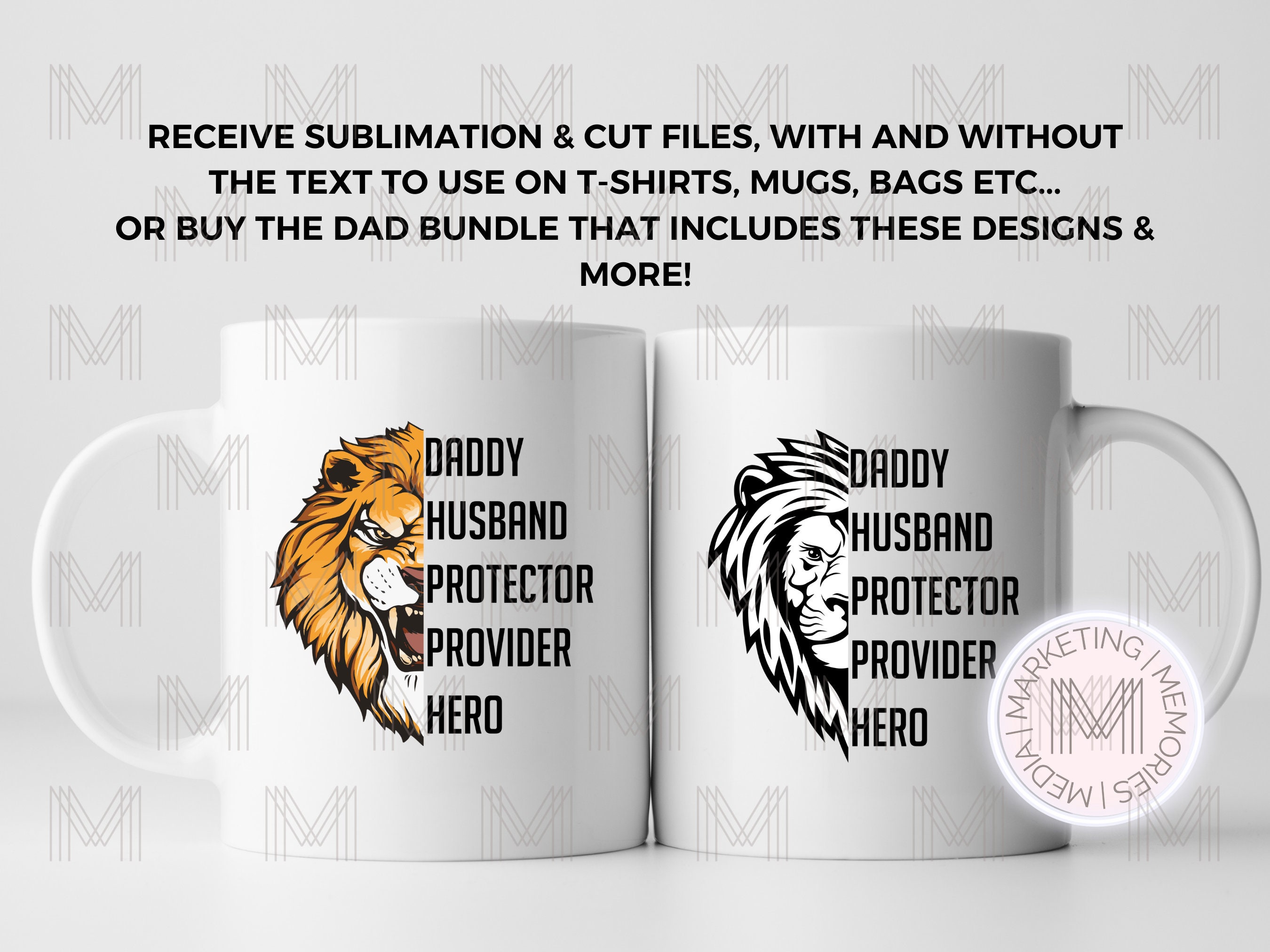 Dad Lion Svg and Sublimation Designs Dad Tiger Daddy - Etsy
