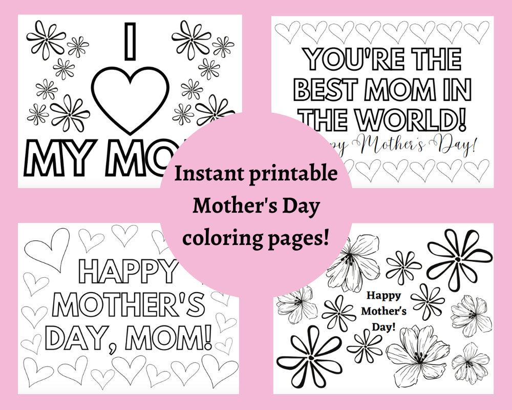 Printable Mother's Day Coloring Pages - Instant Download Mother's Day ...