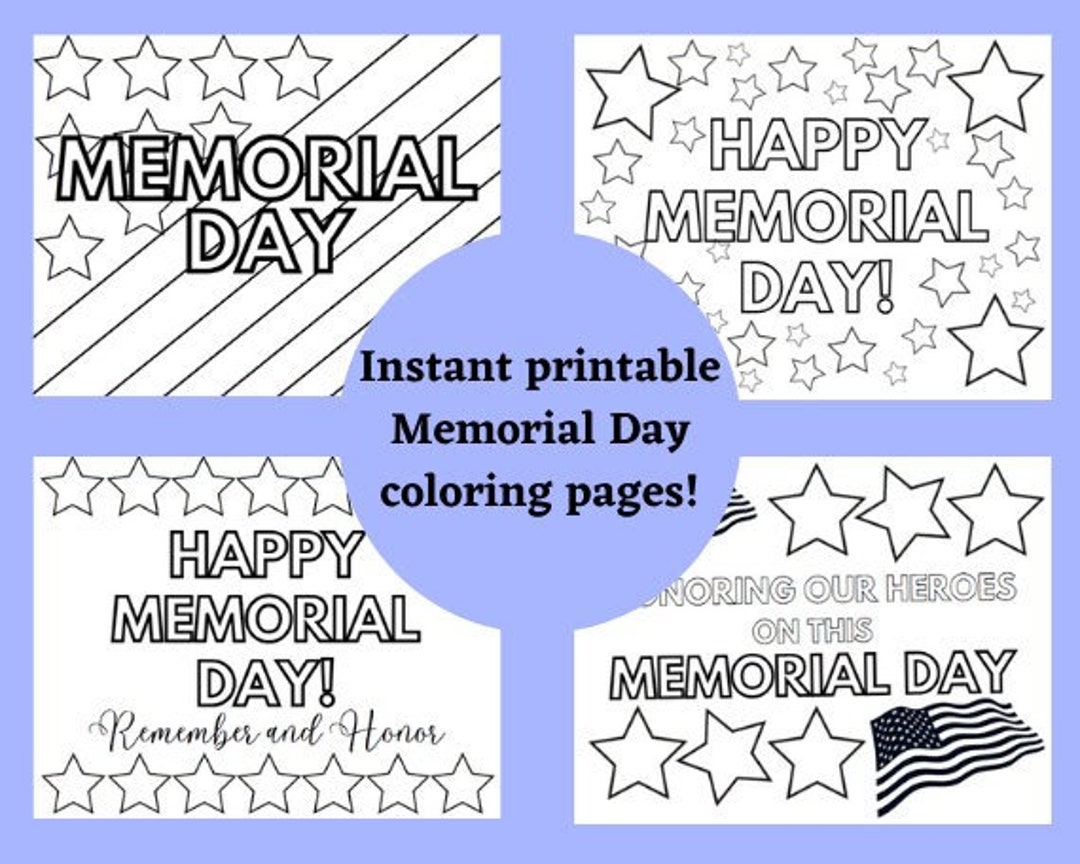 Printable Memorial Day Coloring Pages - Instant Download Memorial Day ...