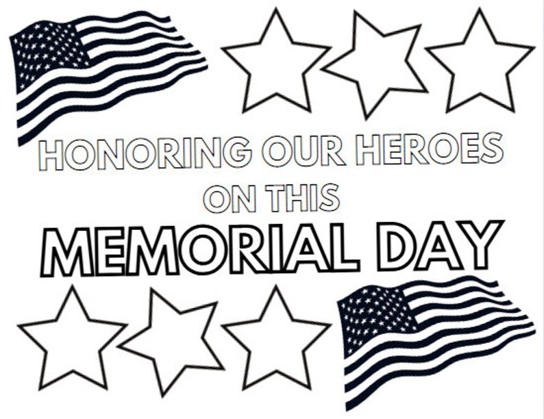 Printable Memorial Day Coloring Pages - Instant Download Memorial Day ...