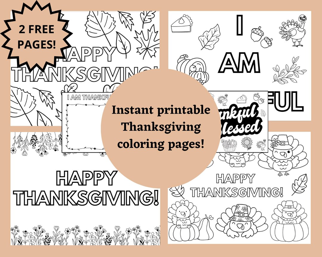 Printable Thanksgiving Coloring Pages - Instant Download Thanksgiving ...