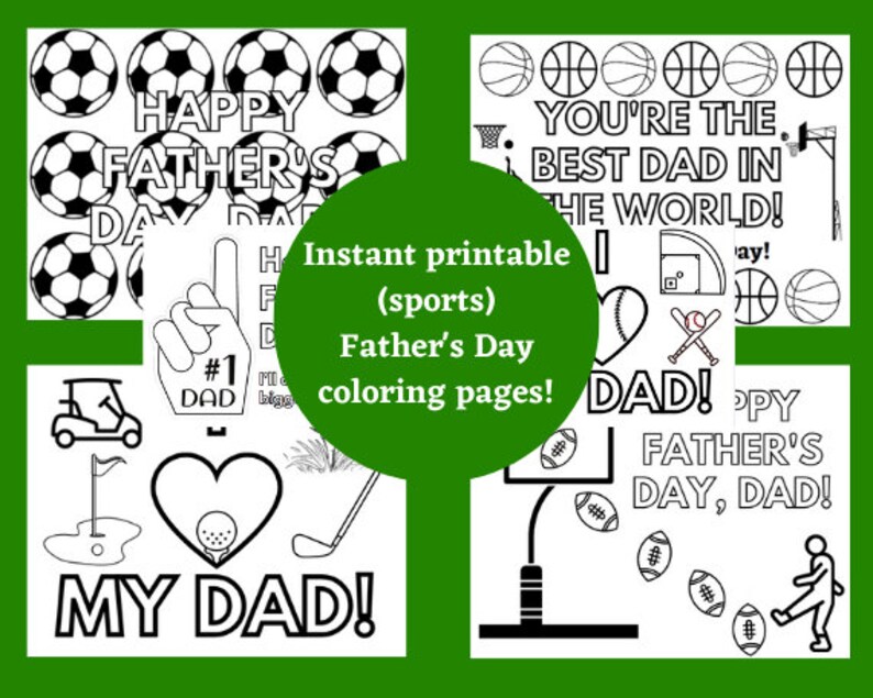 Printable Sports-loving Father's Day Coloring Pages - Instant Download ...