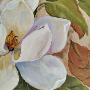 Acrylic Art Painting on Canvas. Flowers Magnolia 35x23 Inches - Etsy