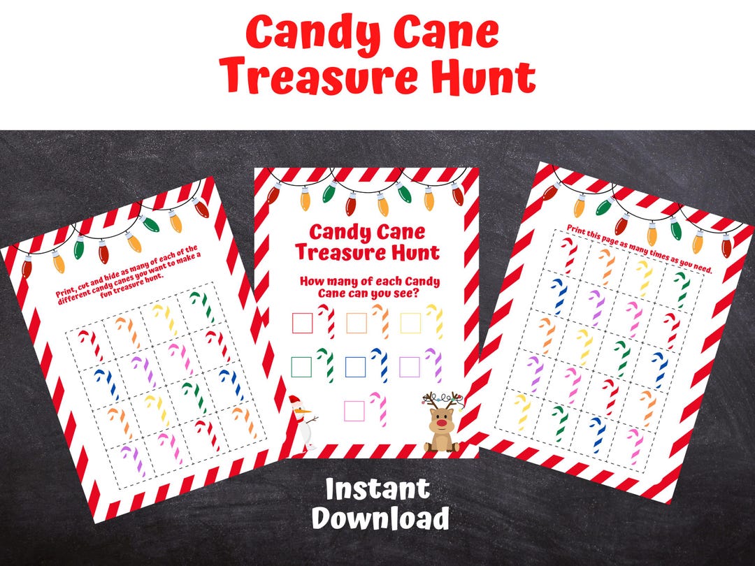 Candy Cane Treasure Hunt, Christmas Game, Scavenger Hunt, Printable ...