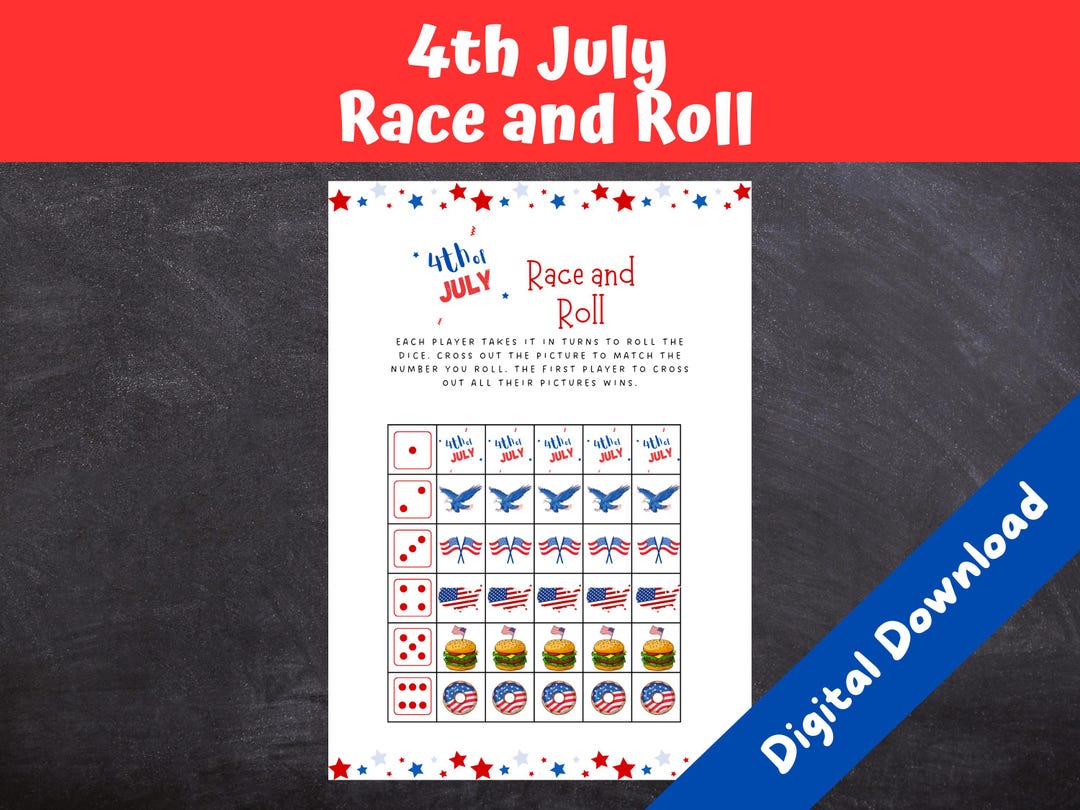 Fourth July Race and Roll Dice Game, Children's Printable, Independence ...