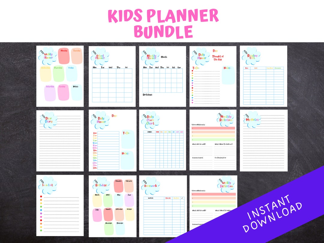 Kids Planner, Printable Kids Planner, Kids School Planner, ADHD Planner ...
