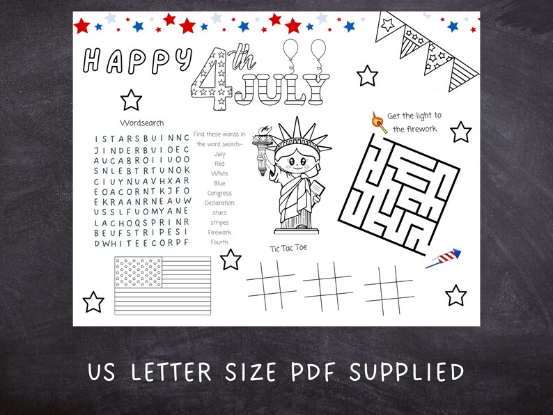 Fourth of July Activity Sheet, Kids Independence Day, 4th of July ...