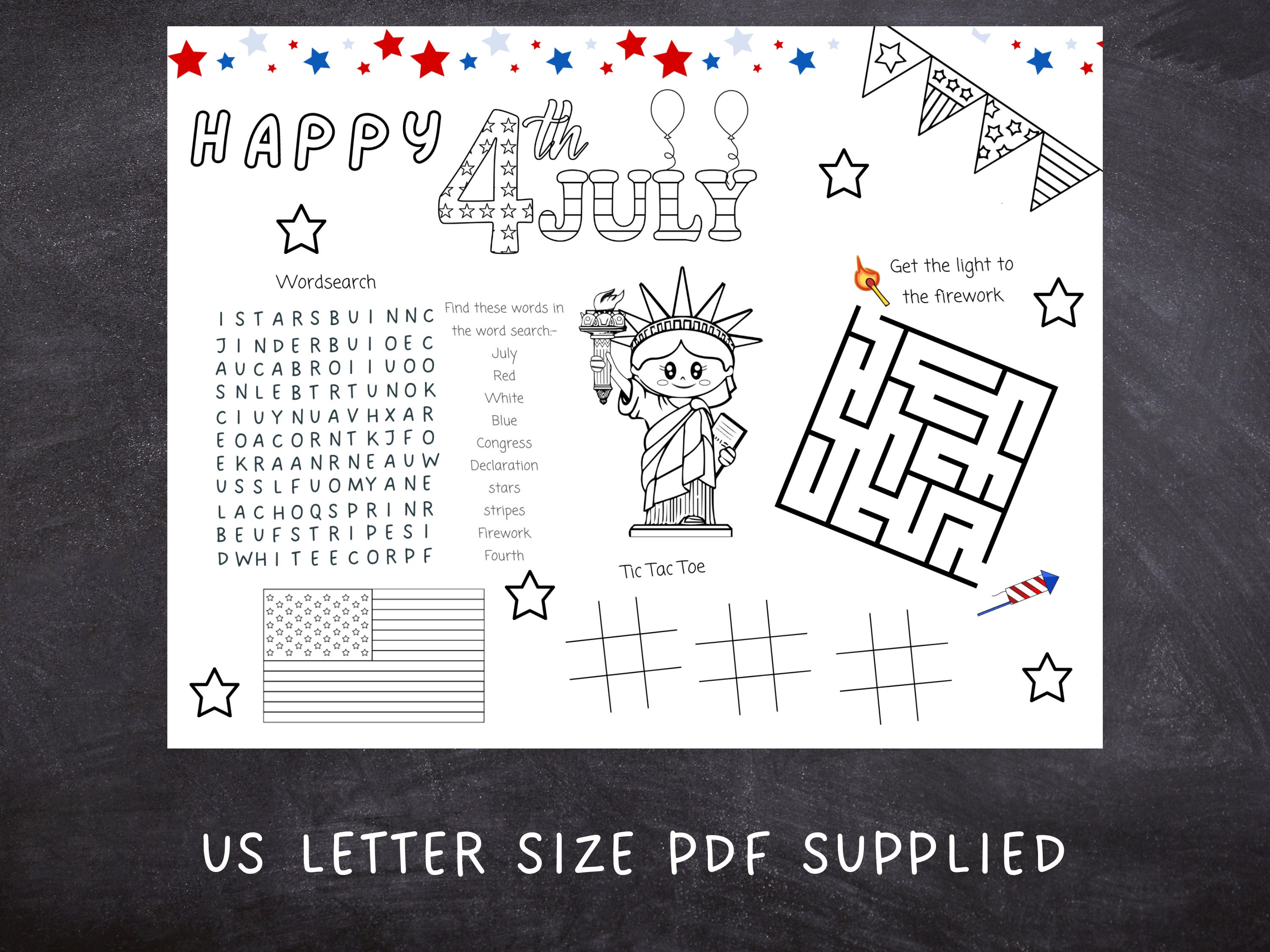 Fourth of July Activity Sheet, Kids Independence Day, 4th of July ...