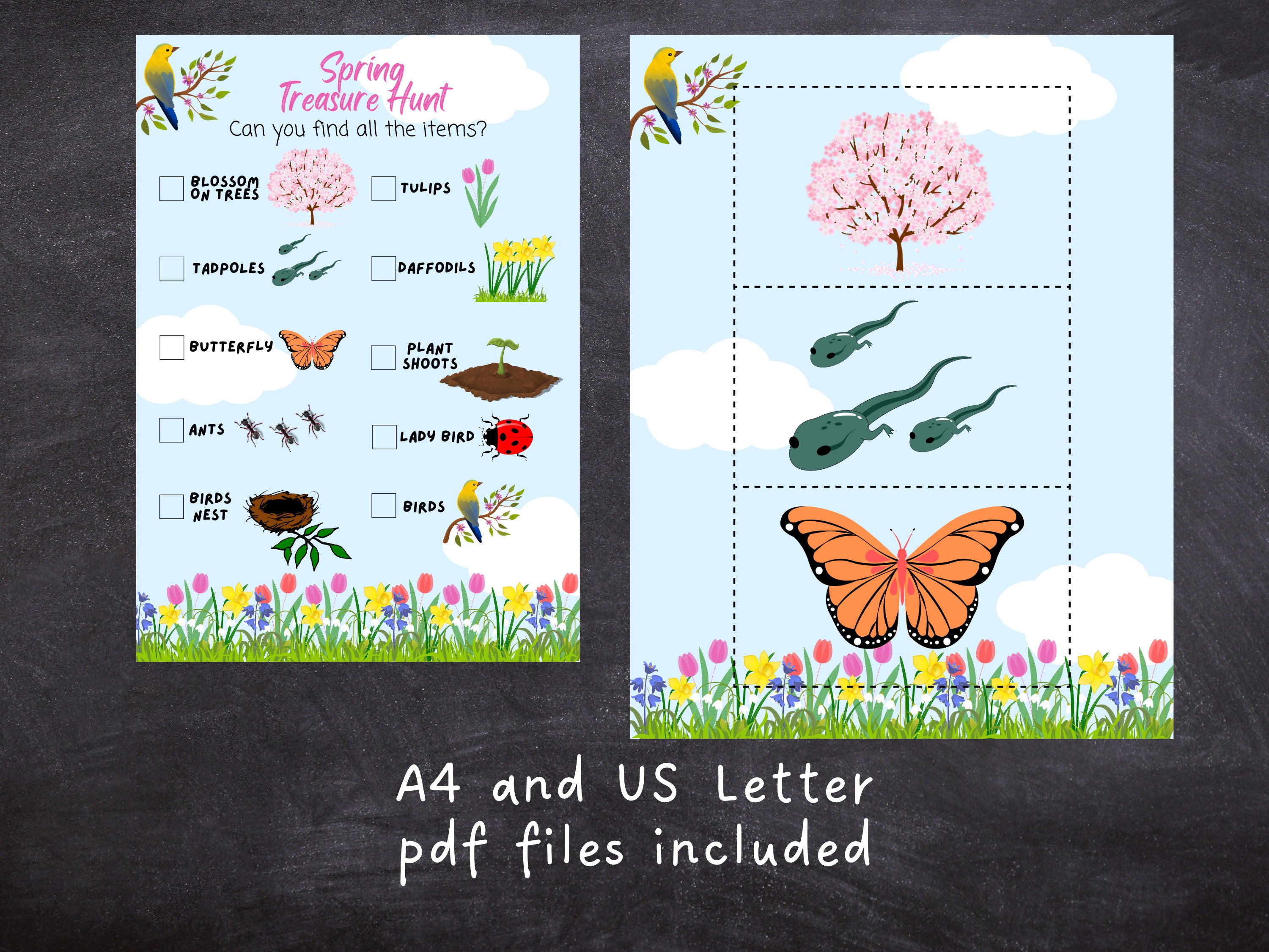 Spring Treasure Hunt, Kids Party Games, Scavenger Hunt, Signs of Spring ...