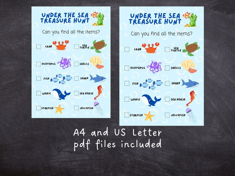 Under the Sea Treasure Hunt Kids Birthday Party Games Scavenger Hunt ...