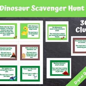 Dinosaur Scavenger Hunt, Indoor and Outdoor Clues, Kids Party Game ...