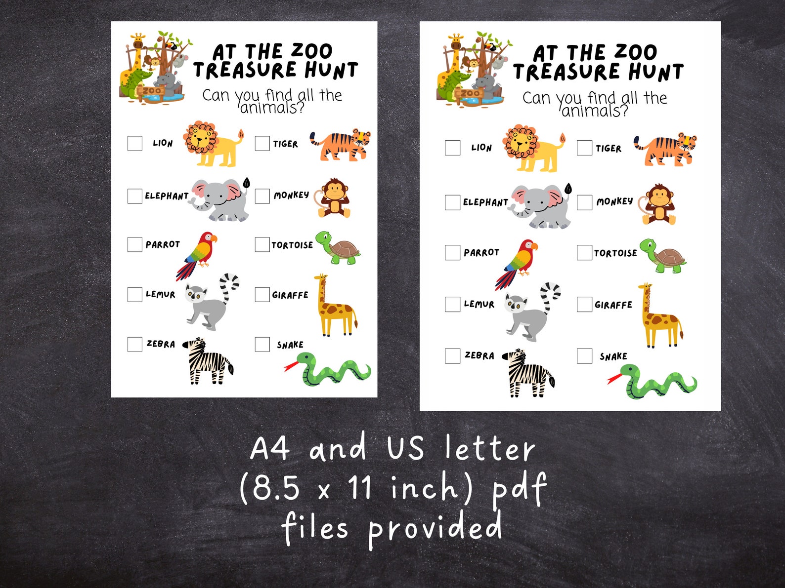 At the Zoo Treasure Hunt Kids Birthday Party Game - Etsy