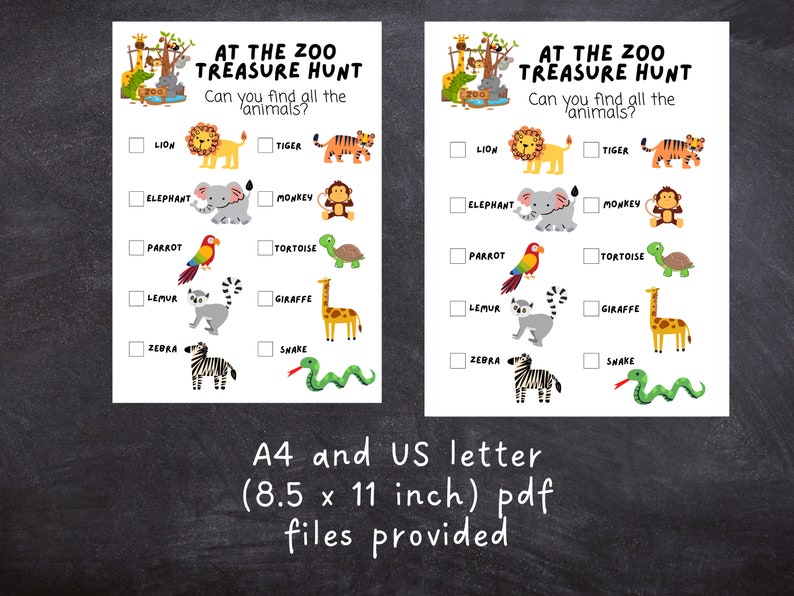 At the Zoo Treasure Hunt Kids Birthday Party Game - Etsy