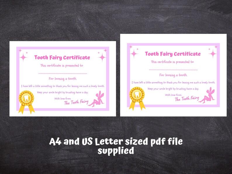 Printable Tooth Fairy Certificate, Tooth Fairy Note, First Lost Tooth ...