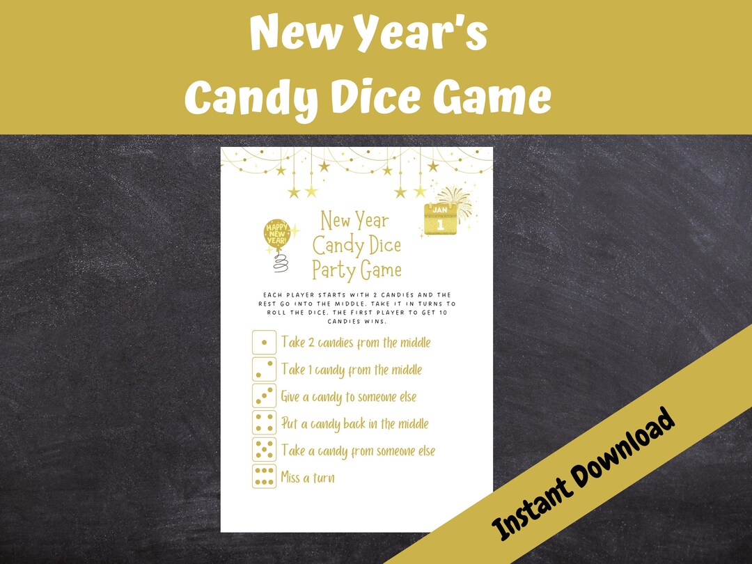 New Year’s Candy Dice, Children's Printable, New Year Celebrations ...