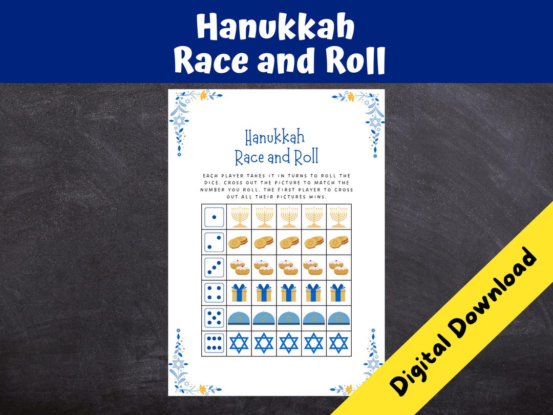 Hanukkah Race and Roll Dice, Children's Printable, Hanukkah ...